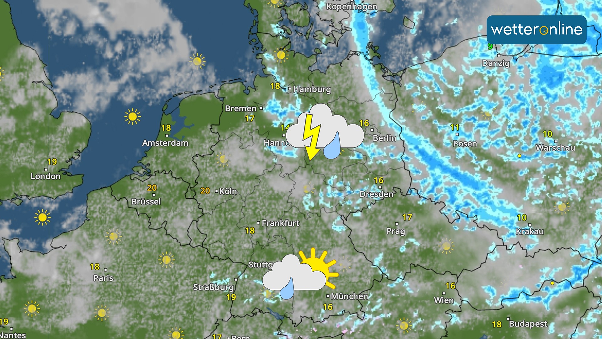 Heute einzelne Schauer und Gewitter - Örtlich kräftiger Regen und Graupel