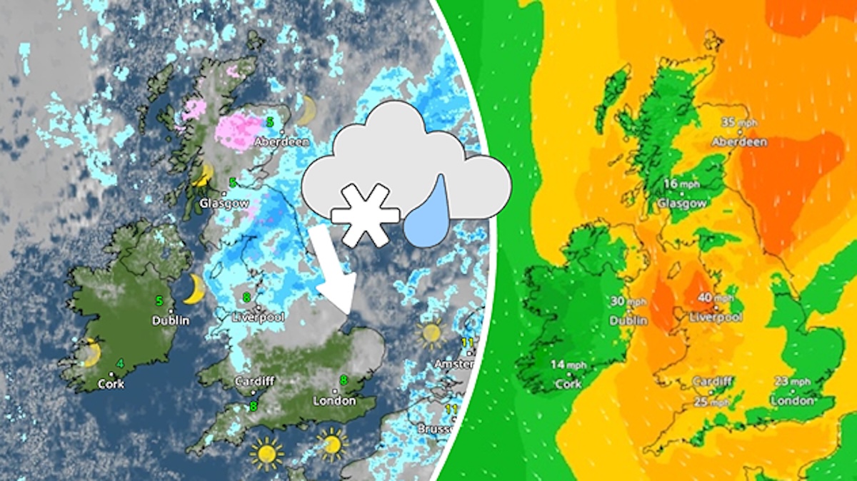 Spells of rain, snow, on blustery Monday – Weather News