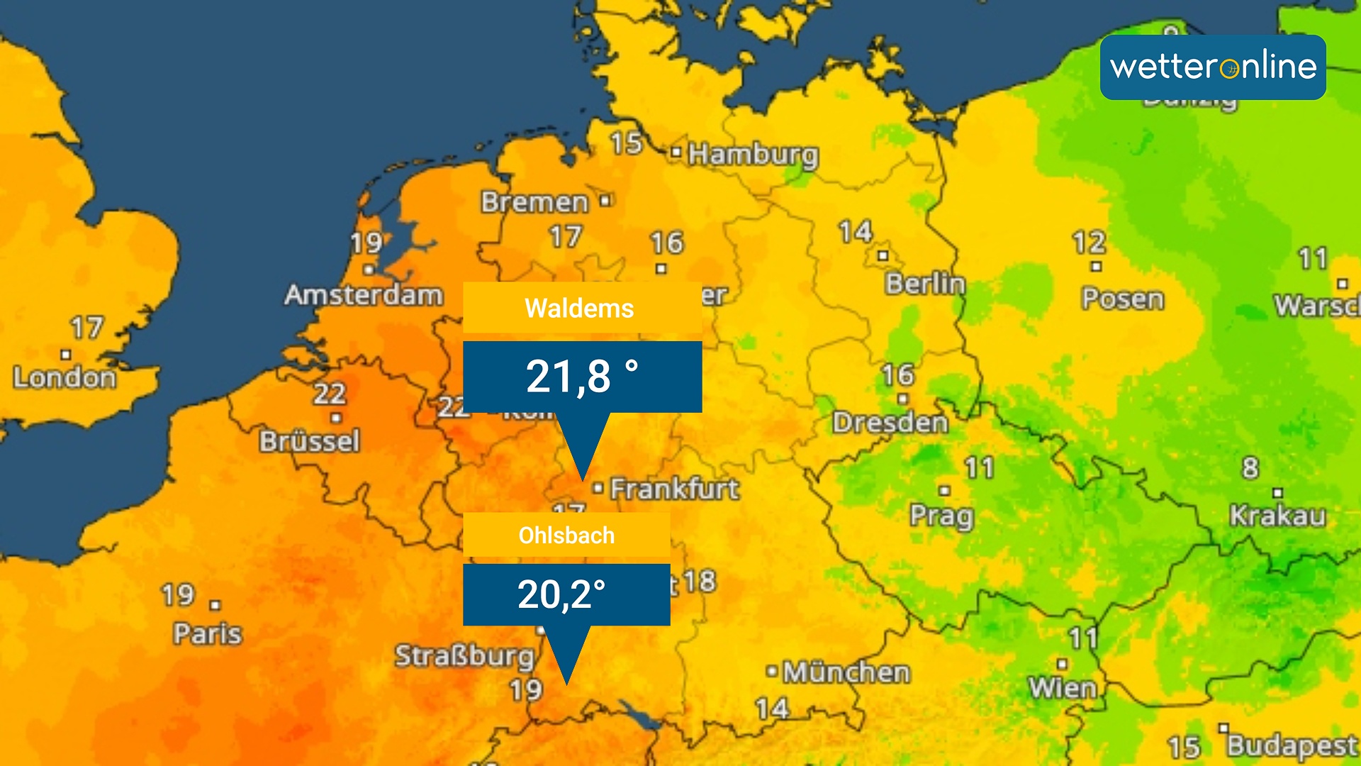 Örtlich laue Tropennacht - Tiefstwerte über 20 Grad