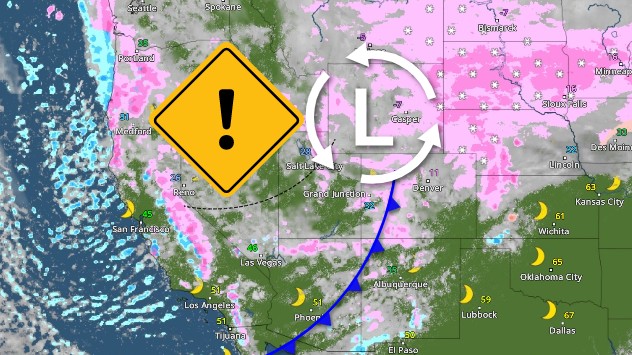 Big winter storm tries to move from the Rockies & Four Corners area ...