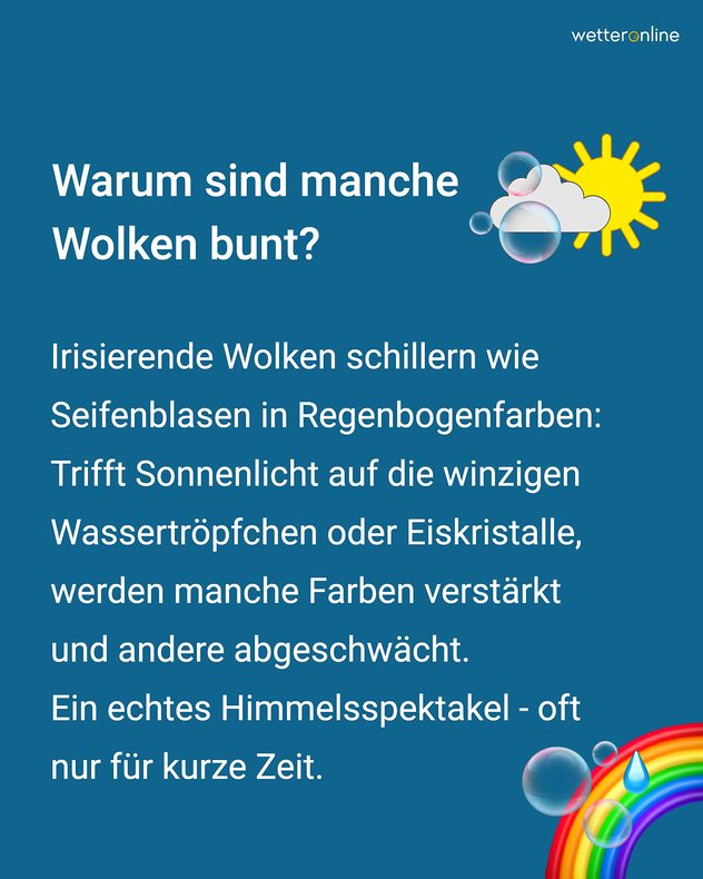 Irisierende Wolken am Himmel - Schillernde Regenbogenfarben wie auf ...