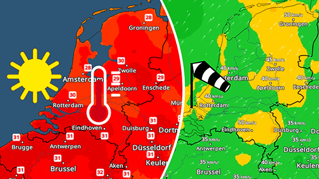 Zaterdag tropisch warm: zondag enorme verschillen en snel koeler