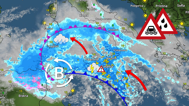 Allerta meteo al sud Italia e Sardegna per la formazione di un ciclone Mediterraneo - Notizie meteo